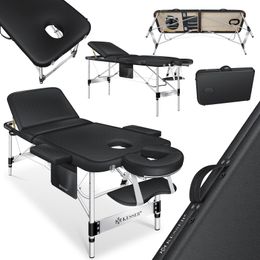 Kesser® Mobile Massageliege klappbar & höhenverstellbar 3 Zonen Massagebett Massagetisch Kosmetikliege Breit Therapieliege Aluminium + 10x Gesichtsauflage mit Kopfstütze Armlehnen & Tasche