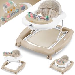 Kidiz® 4in1 Lauflernhilfe Babywalker Spiel- und Lauflernwagen Gehfrei - Schaukelfunktion Babywippe mit Rollen, Licht, Musik ,Spielecenter Esstisch Laufstuhl Laufhilfe babys ab 6 Monaten Klappbar