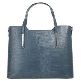 CLUTY Henkeltasche, echt Leder, Made in Italy, blau