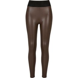 Urban Classics Leggings Urban Classics Damen Ladies Faux Leather High Waist Leggings (1-tlg), braun