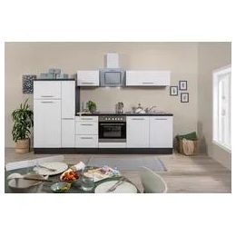 respekta Küchenzeile mit Geräten 300 cm Weiß/Grau