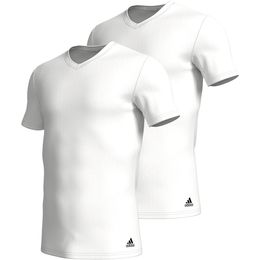 Adidas Active Flex Cotton Shirt, 2er-Pack, V-Ausschnitt, für Herren, weiß, XL