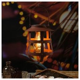 MARELIDA Retro Solar LED H√§ngelampe/Laterne - Fabrik Design - Vintage Industrielampe - H: 30cm - rostbraun