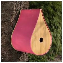 MARELIDA Vogelhaus - Nistkasten - Bambus - mit Aufh√§nger - H: 27,5cm - L: 18,5cm - pink