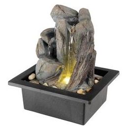 MARELIDA Brunnen - Tischbrunnen - kleine und gro√üe Wasserf√§lle - Polyresin - 1 warmwei√üe LED - H: 24cm