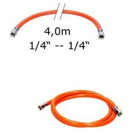 TGO Gasschlauch 4,0m - Mitteldruck 6,3x3,5mm; Gummi + Gewebeeinlage - 1/4" auf 1/4" √úberwurfmutter