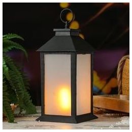 MARELIDA LED Laterne - mit Flammeneffekt - flackernd - H: 34cm - Timer - Batteriebetrieb - schwarz