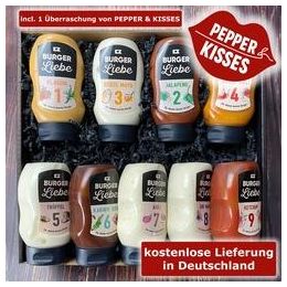 BURGER LIEBE - Geschenkset mit 9 Burgersaucen + Extra Kuss :-)
