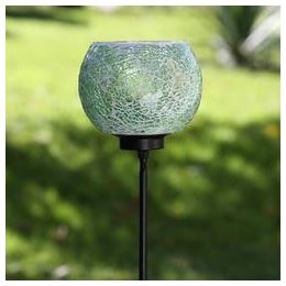 MARELIDA Windlicht Mosaik - Teelichthalter - mit Erdspie√ü - H: 102cm - D: 12,5cm - gr√on