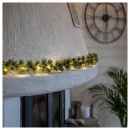 MARELIDA LED Tannengirlande LARIX - Weihnachtsgirlande - 20 warmwei√üe LED - L: 1,4m - Timer - Batterie - gr√on