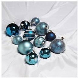 MARELIDA Christbaumkugel - Weihnachtsbaumkugel - Glas - 3 Gr√∂√üen - gl√§nzend matt glitzernd - blau - 12er Set
