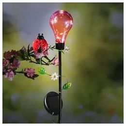 MARELIDA LED Solar Gartenstecker Gl√ohbirne mit Marienk√§fer - 5 warmwei√üe LED - H: 84cm - Lichtsensor