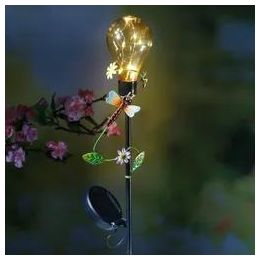 MARELIDA LED Solar Gartenstecker Gl√ohbirne mit Libelle - 5 warmwei√üe LED - H: 84cm - Lichtsensor