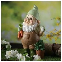 MARELIDA Gartenzwerg BERT - Zwerg mit Gem√ose - Gartenfigur - Polyresin - H: 29cm - bunt