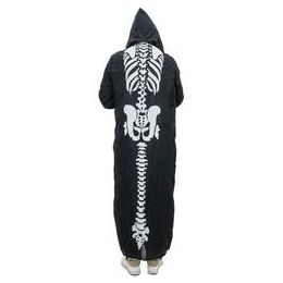 EUROPALMS Halloween Kost√om Skelett-Umhang - schwarz mit Skelettmuster - 140cm