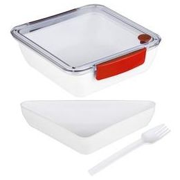 Lunchbox mit Gabel - 2 F√§cher - 18,5 x 18,5 x 5cm - 1000ml - rot