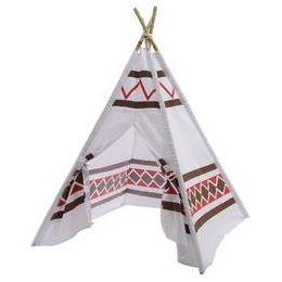 MARELIDA Spielzelt INDIA - Tipi Zelt f√or Kinder - Polyester - L: 1,20m - H: 1,55m - wei√ü, braun, rot