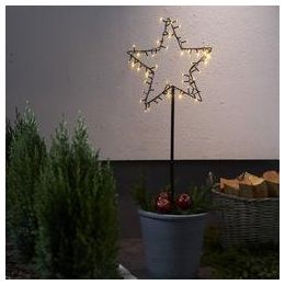 LED Lichterstern Spiky - stehend - H: 92cm - 60 warmwei√üe LED - Timer - Batterie - Outdoor - schwarz