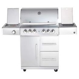 ALLGRILL CHEF L Paket G - Basis silber, 4 Brenner, Backburner, Seitenkocher, Steakzone, Grillplatte, AIR SYSY