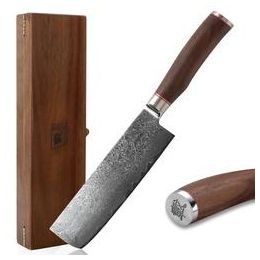 zayiko Damastmesser KURUMI Nakirimesser - 18cm Klinge - Nussbaumgriff - VG-10 Stahlkern