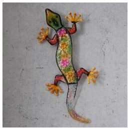 MARELIDA Wanddeko GECKO - bunter Wandschmuck - Metall - H: 55cm - bunt