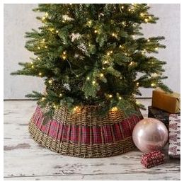 MARELIDA Weihnachtsbaumring - Korb aus Seegras - Verkleidung f√or Baumst√§nder - D: 57cm - rund - natur, rot