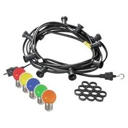 Illu-/Partylichterkette 5m - Au√üenlichterkette - Made in Germany - 5 x bunte LED Kugellampen