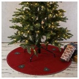 MARELIDA Weihnachtsbaumdecke - grauer Weihnachtsbaum - Filz - D: 98cm - rund - rot