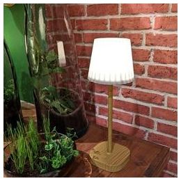 MARELIDA LED Garten Tischlampe - wei√üer Lampenschirm - 2 Helligkeitsstufen - H: 34cm - USB - f. Au√üen - braun