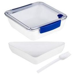 Lunchbox mit Gabel - 2 F√§cher - 18,5 x 18,5 x 5cm - 1000ml - blau