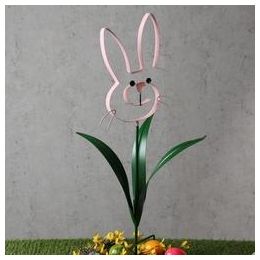 MARELIDA Gartenstecker Hase BUNNY - Osterhase - Gartendekoration - H: 61,5cm - rosa