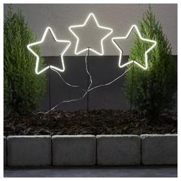 MARELIDA LED Neon Gartenstecker Sterne - 216 wei√üe LED - H: 60cm - 8 Funktionen - f√or Au√üen - 3er Set