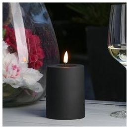 LED Stumpenkerze MIA - Kunststoff - 3D Flamme - H: 10cm - D: 7,5cm - f√or Au√üen - schwarz