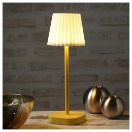 MARELIDA LED Garten Tischlampe - wei√üer Lampenschirm - 2 Helligkeitsstufen - H: 34cm - USB - f√or Au√üen - gelb