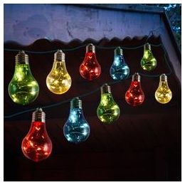 MARELIDA LED Solar Lichterkette GLOW - 10 bunte Gl√ohbirnen mit Drahtlichterkette - Lichtsensor - L: 1,9m