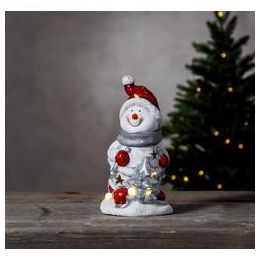 LED Keramik Figur "Friends" - Schneemann - 6 warmwei√üe LED - H: 23cm - Batteriebetrieb