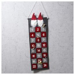 MARELIDA Adventskalender WICHTEL - zum Aufh√§ngen und Bef√ollen - Filz - L: 81cm - grau, rot, wei√ü