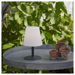 LED Garten Tischlampe - H: 26,5cm - wei√üer Lampenschirm, D: 16cm - Batteriebetrieb - Outdoor