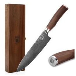 zayiko Damastmesser KURUMI Chefmesser - 20cm Klinge - Nussbaumgriff - VG-10 Stahlkern