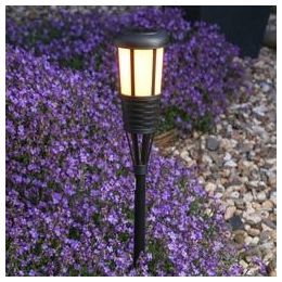 MARELIDA LED Solar Fackel FLAME - Gartenfackel - simulierter Flammeneffekt - H: 61cm - Lichtsensor - schwarz