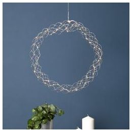 LED Lichtkranz Curly - 50 warmwei√üe LED - D: 45cm - Metall - silber