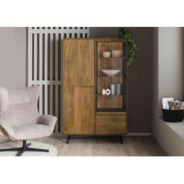 Vitrine Mango / Altholz 110x47x182 schwarz / natur lackiert DAVIS #31