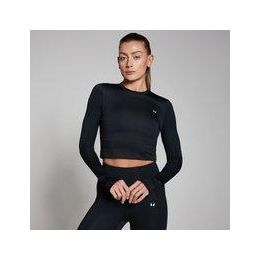 MP Damen Training Body Fit Langarm-Crop-Top – Schwarz - XXS