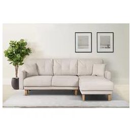 Ecksofa Home Affaire "Triplo, Zierkissen, Schlaffunktion, B/T/H: 234/164/89 cm, L-Form" Sofas Gr. B/H/T: 234cm x 89cm x 164cm, Struktur weich, Recamiere rechts, mit Bettfunktion-mit Bettkasten, beige wahlweise mit Bettfunktion und Bettkasten, Liegefläche 210132 cm