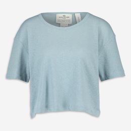 TK Maxx Blaues Box Fit T-Shirt aus Leinenmischung