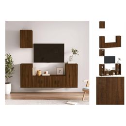 vidaXL TV-Schrank 5-tlg TV-Schrank-Set Braun Eichen-Optik Holzwerkstoff TV-Lowboard Fern