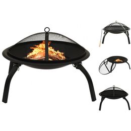 vidaXL Feuerkorb 2-in-1 Feuerstelle und Grill mit Schürhaken 56x56x49 cm Stahl