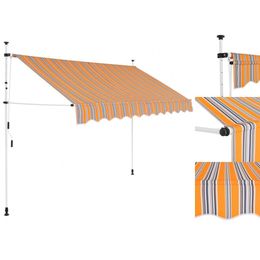 vidaXL Markise Einziehbare Markise Handbetrieben 300 cm Gelb Blau Gestreift Balkon T