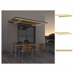 vidaXL Markise Gelenkarmmarkise Einziehbar mit LED 400x350 cm Gelb und Weiß Balkon Te
