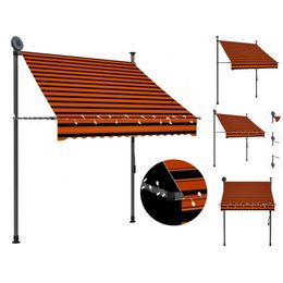 vidaXL Markise Einziehbare Markise Handbetrieben mit LED 150 cm Orange Braun Balkon T